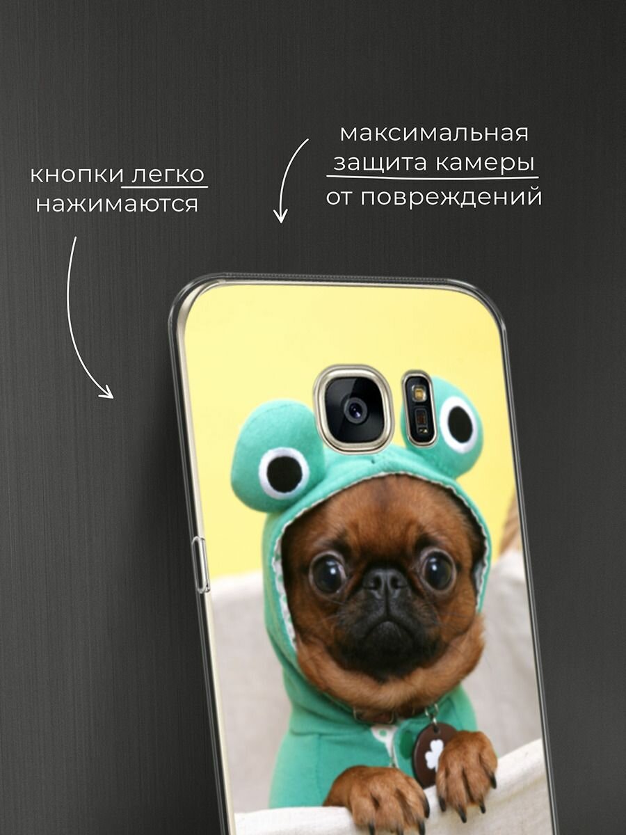 Чехол на Samsung Galaxy S7 / Самсунг Галакси С 7 с принтом "Собачка в шапке лягушки" — фото 1
