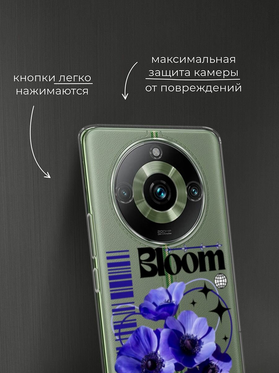 Чехол на Realme 11 Pro / Реалми 11 Про с принтом "Завораживающие анемоны", прозрачный — фото 1