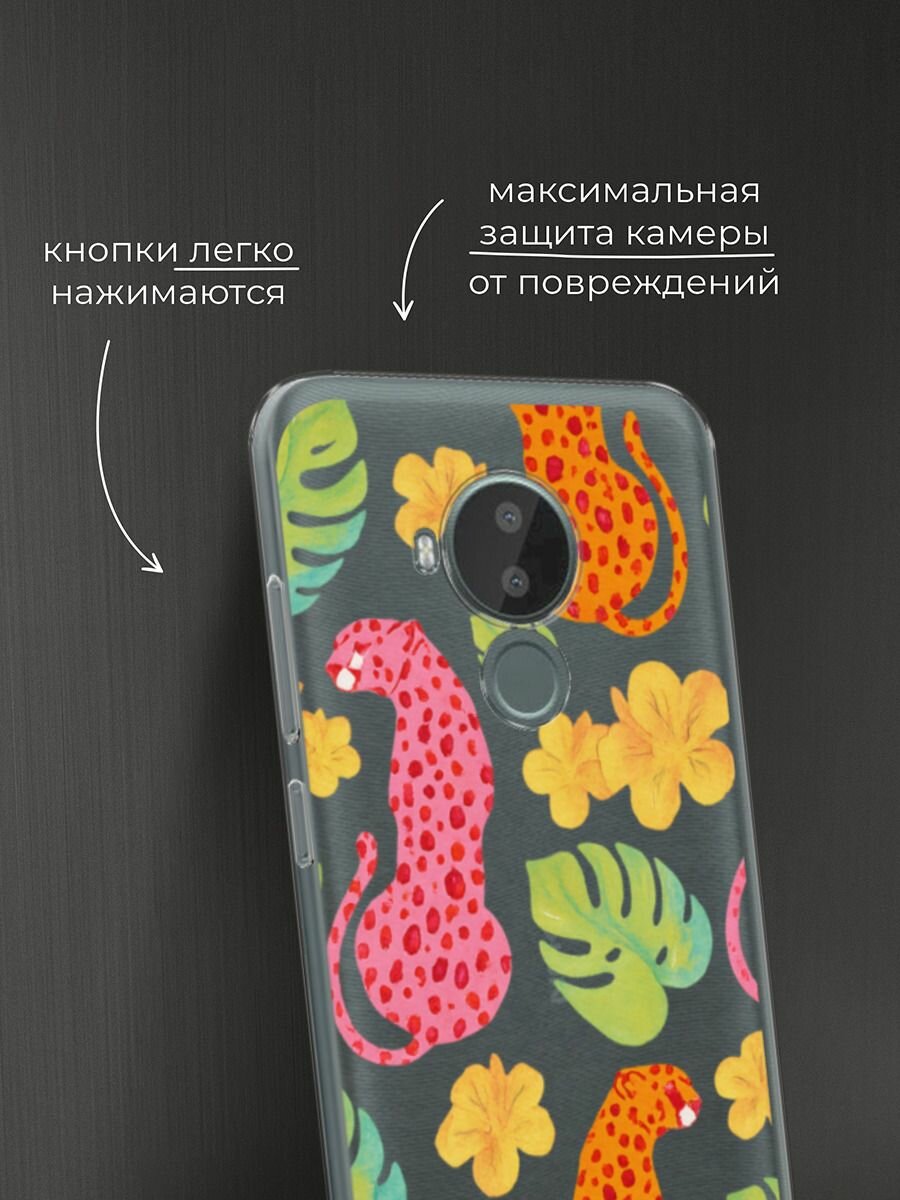 Чехол на Nokia C30 / Нокия C30 с принтом "Экзотика", прозрачный — фото 1