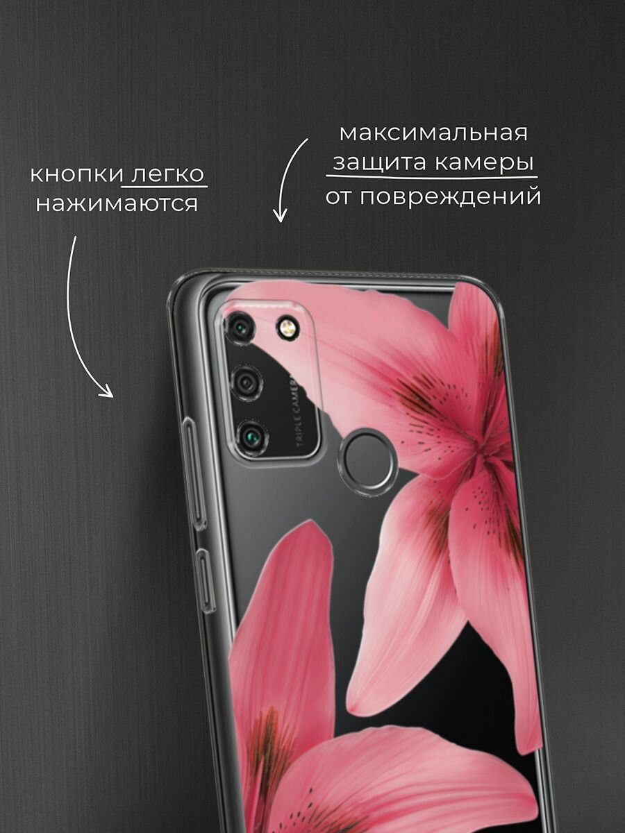 Чехол на Honor 9A / Хонор 9А с принтом "Pink flower" — фото 1