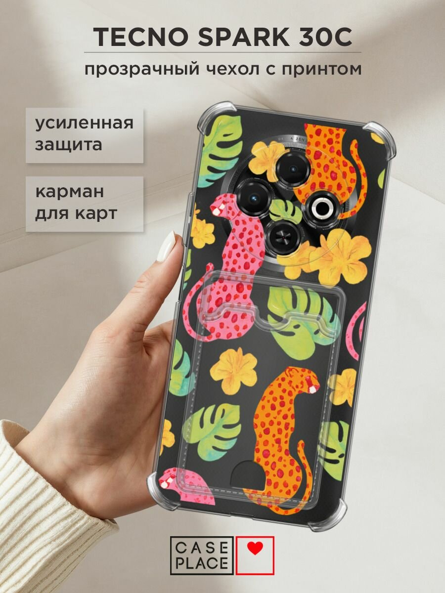Чехол на Tecno Spark 30C (Текно Спарк 30C) с картой и принтом "Экзотика"