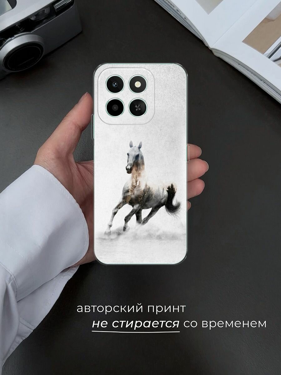 Силиконовый чехол на Honor X6c / Хонор X6c с принтом "Лошадь лес" — фото 1