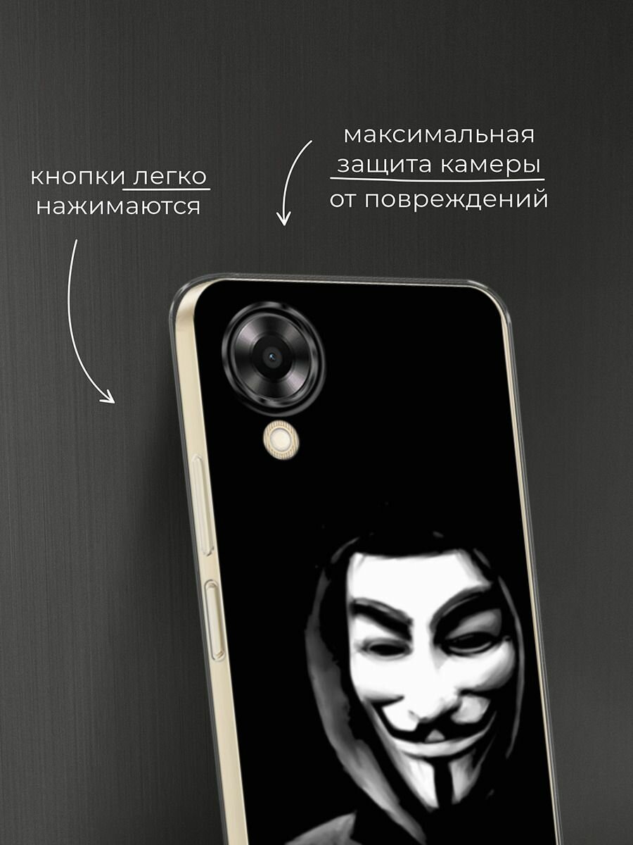 Силиконовый чехол на Oppo A17K / Оппо A17K с принтом "Анонимус" — фото 1