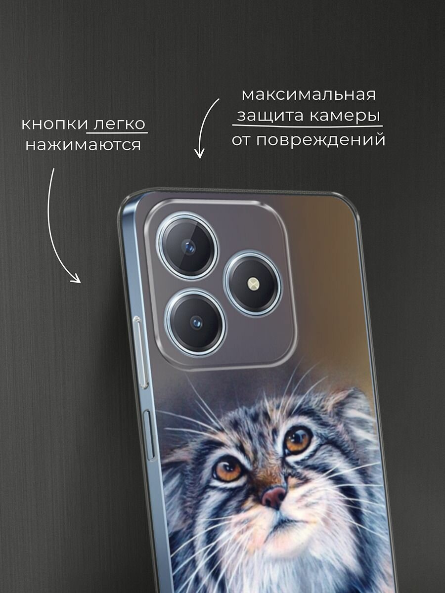 Силиконовый чехол на Realme C63 / Реалми С63 с принтом "Кот манул 2" — фото 1