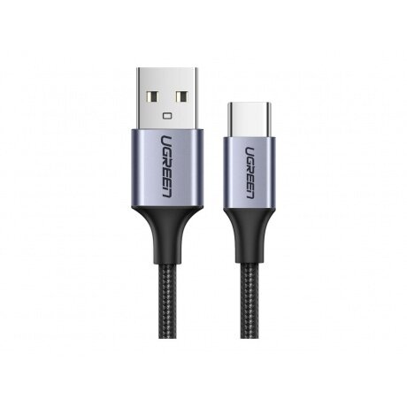 Кабель UGREEN USB A 2.0 - USB C, никелированная алюминиевая оплетка, 2 м (60128)