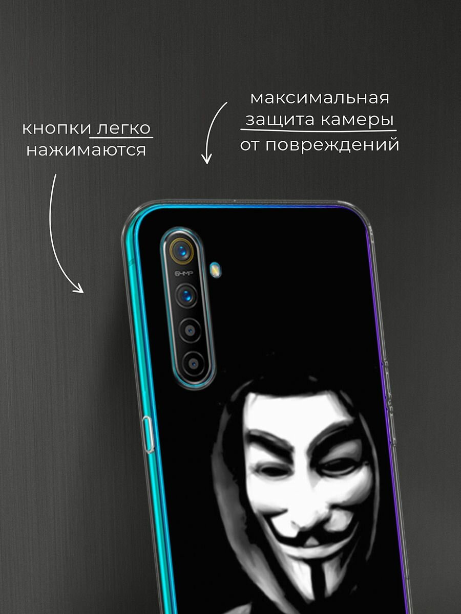 Силиконовый чехол на Realme XT / Реалми XT с принтом "Анонимус" — фото 1