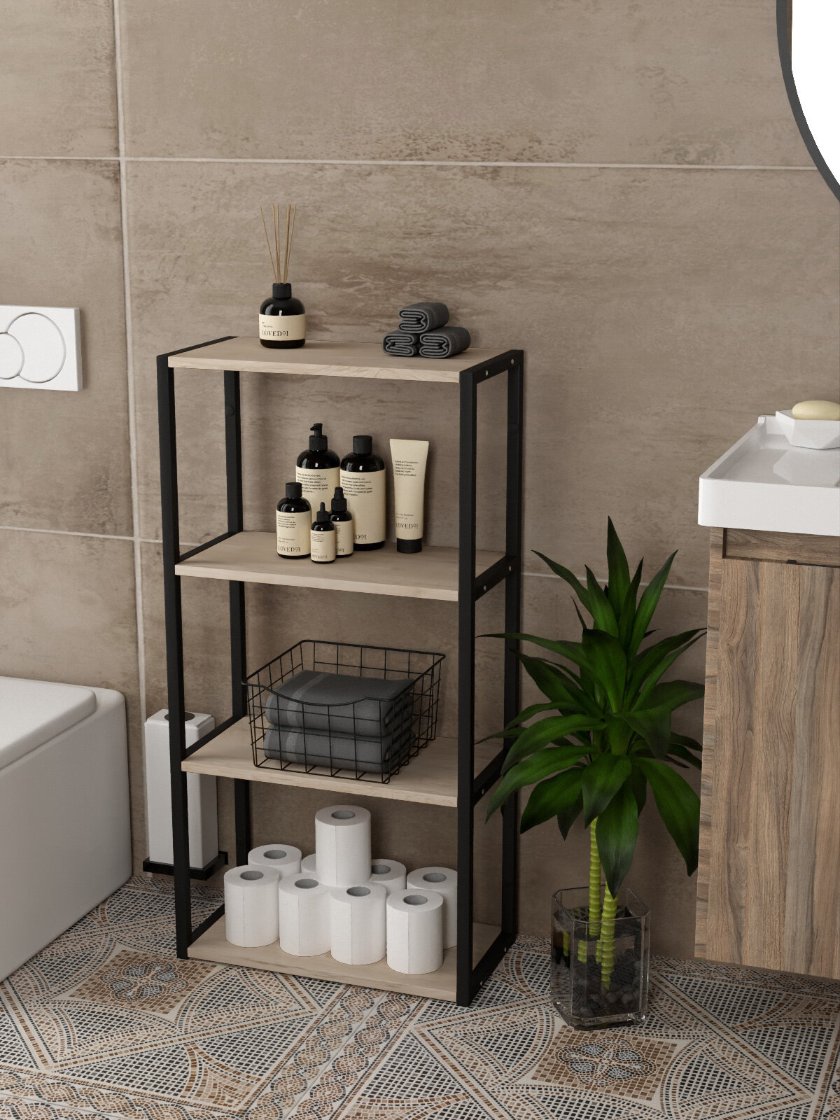 Полка напольная широкая лофт