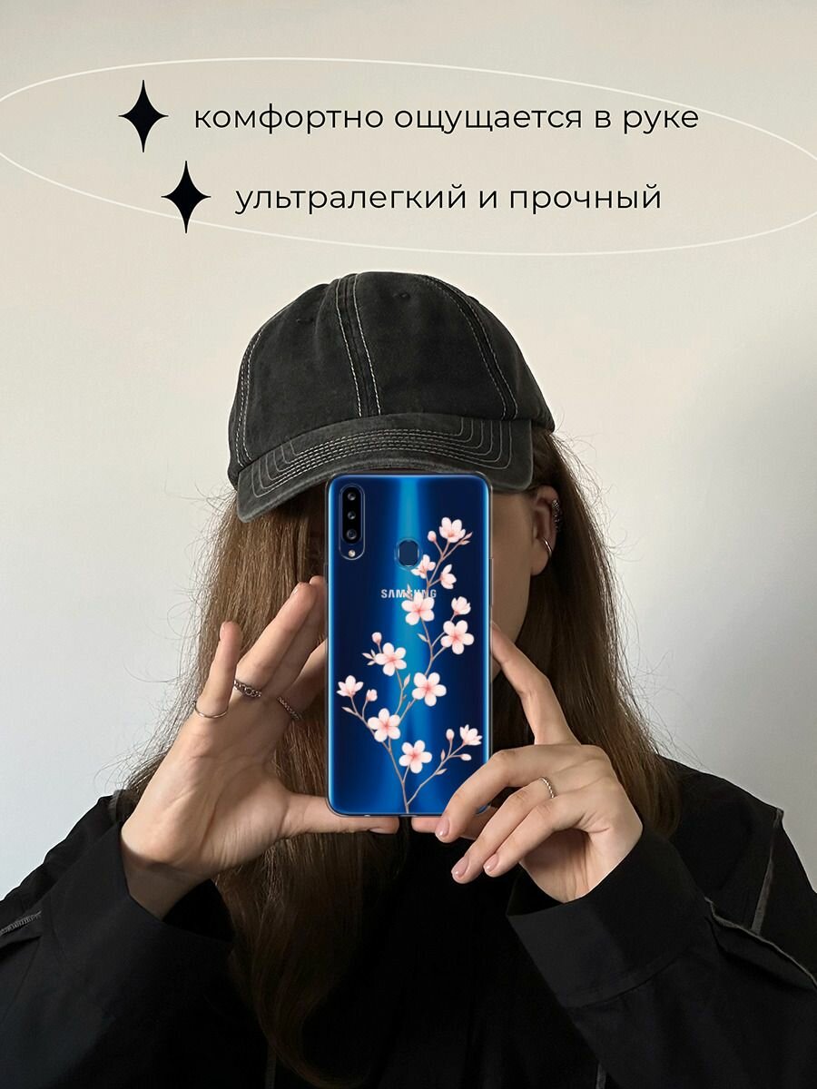 Чехол на Samsung Galaxy A20s / Самсунг Галакси A20s с принтом "Веточка сакуры 2" — фото 1