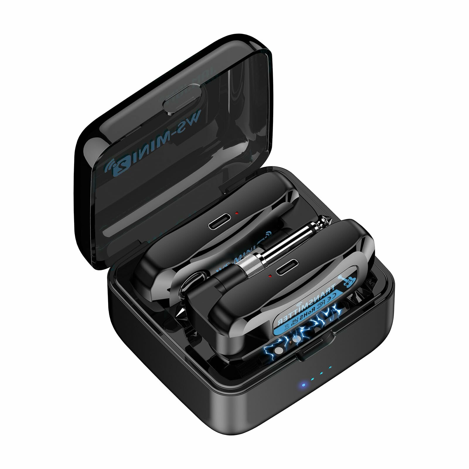 2.4G Wireless Audio Kit, Wireless Guitar Audio Transmission System, 4-Channel HD Sound, 210-Degree Swivel, Plug & play para, Black