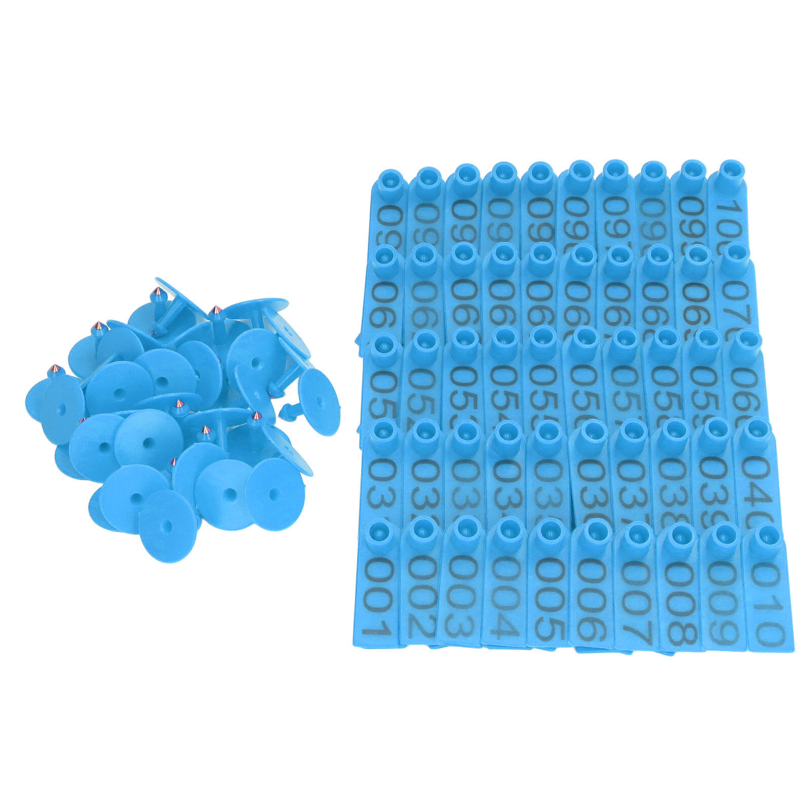 100 комплектов пронумерованных ушных бирок для крупного рогатого скота, точная идентификационная карта скота для коровы, свиньи, овцы, синего цвета