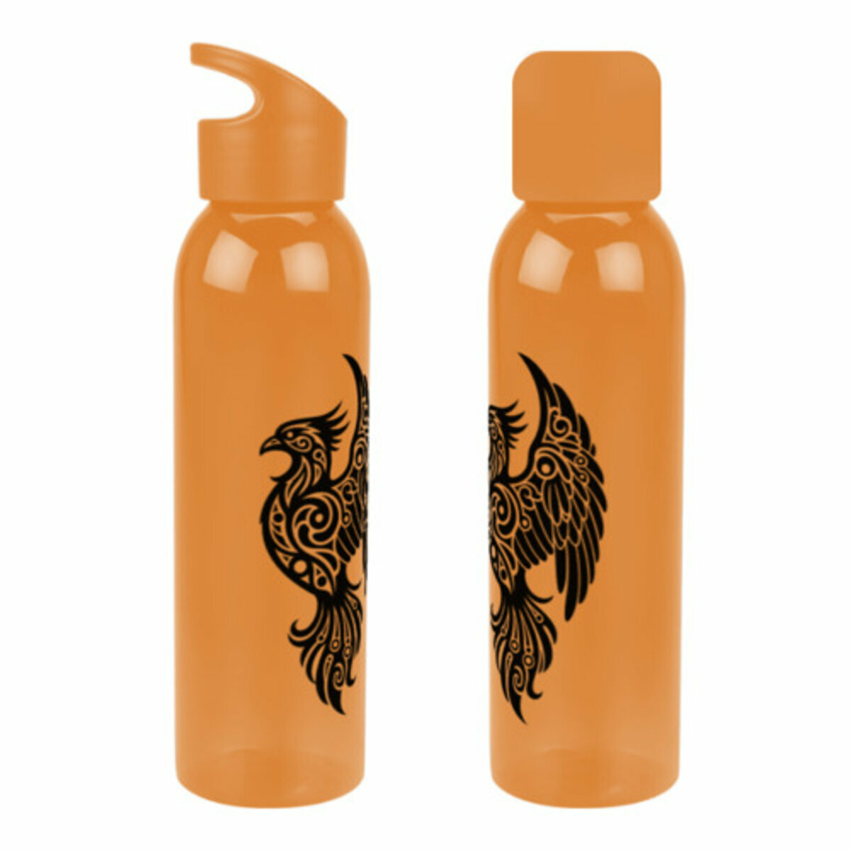 Бутылка для воды «Декоративная татуировка с птицей Феникс» (оранжевый)
