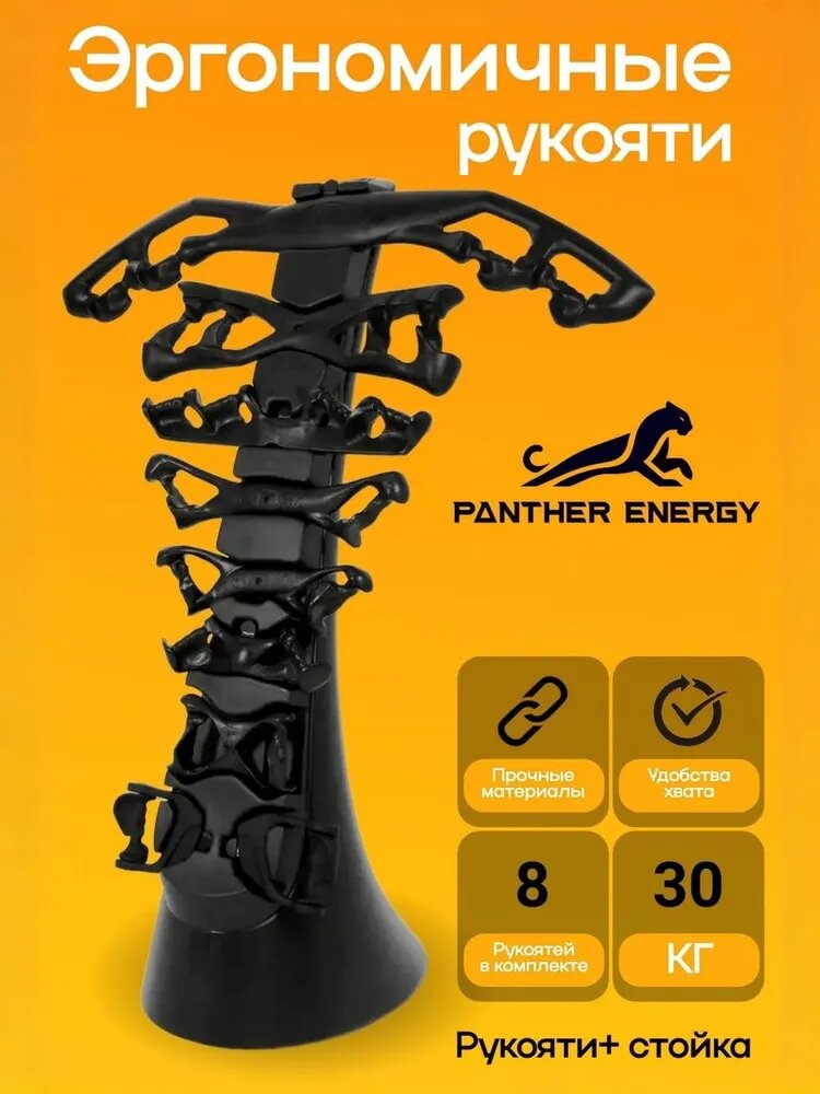 Рукоятки для тяги PANTHER ENERGY, пластик, обрезиненные, 8 шт.