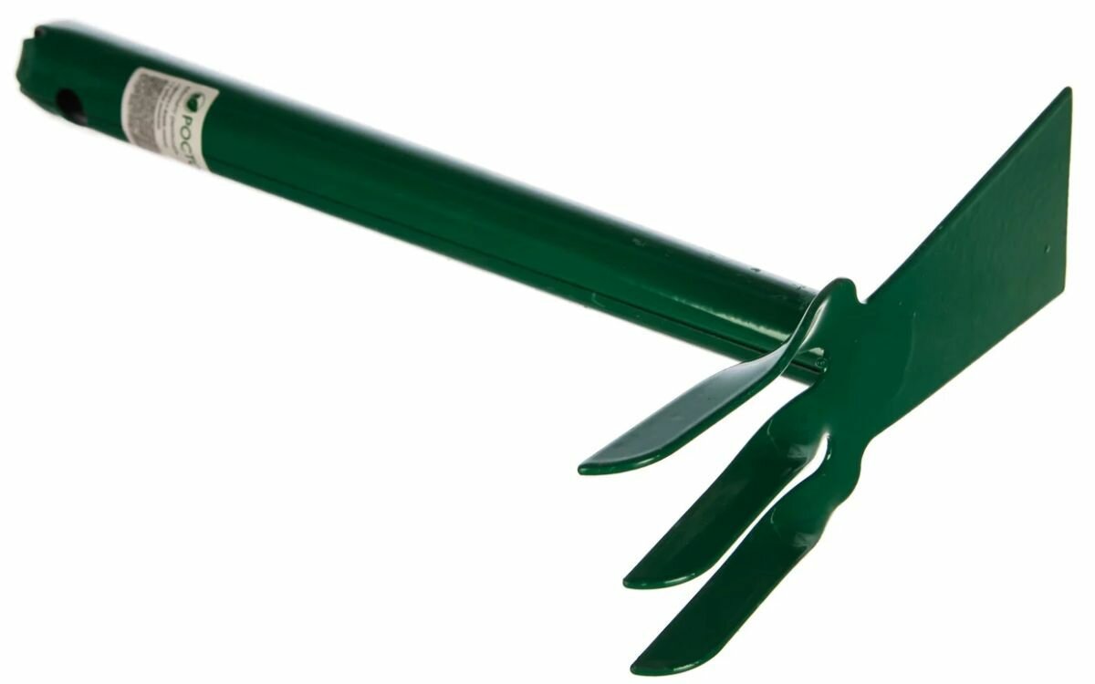 Мотыга-рыхлитель росток 60мм, 3 зубца металлическая ручка, форма лезвия-лопатка