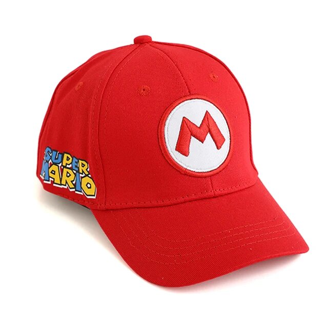 Игра MINISO Super Mario Bros. Детская кепка в стиле аниме «Луиджи», детская бейсболка, костюм Марио, кепка с буквой «М», детский подарок для мальчиков,