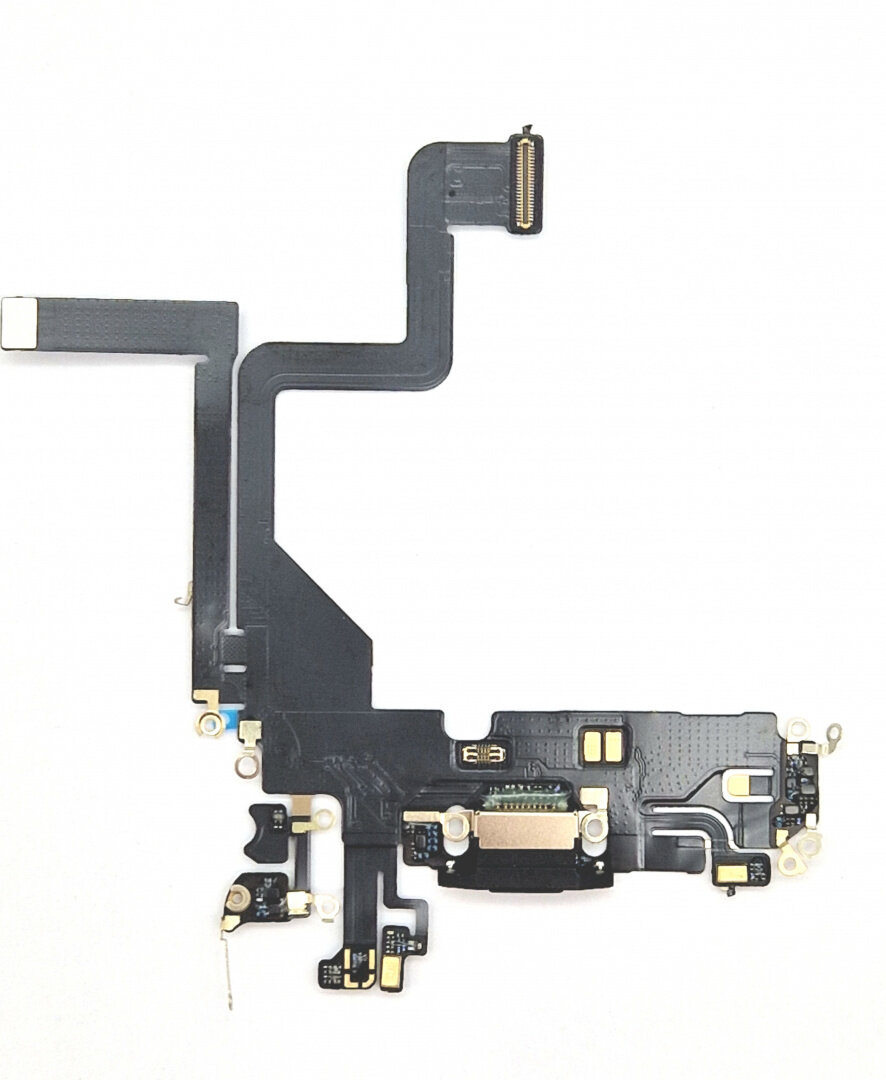 Шлейф для iPhone 14 Pro в сборе c разъемом зарядки (системным) и микрофном. черный