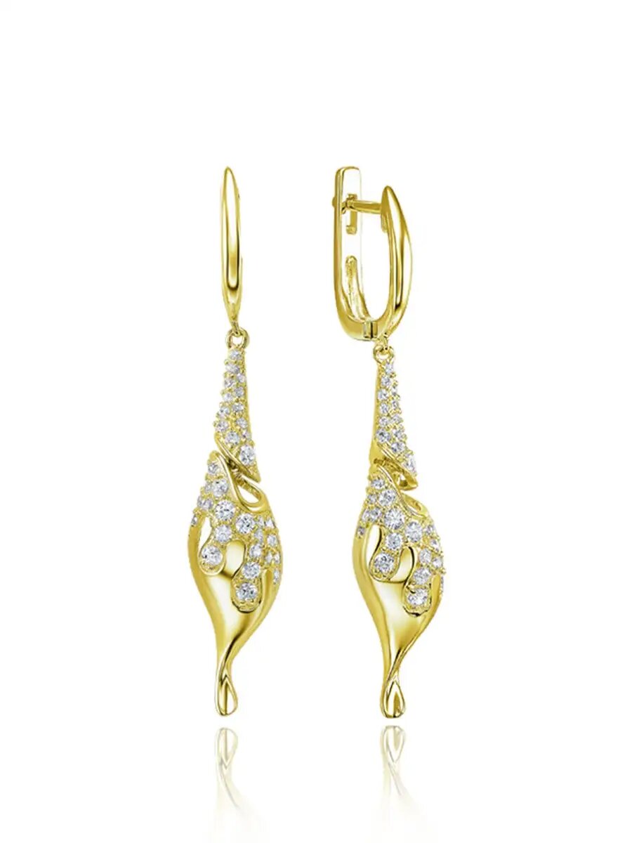 Серьги, серебро, 925 проба, фианит