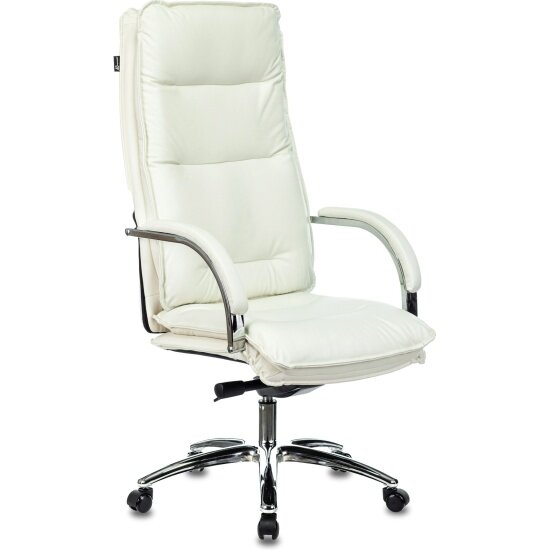 Кресло руководителя Бюрократ T-9927SL слоновая кость кожа крестов. хром