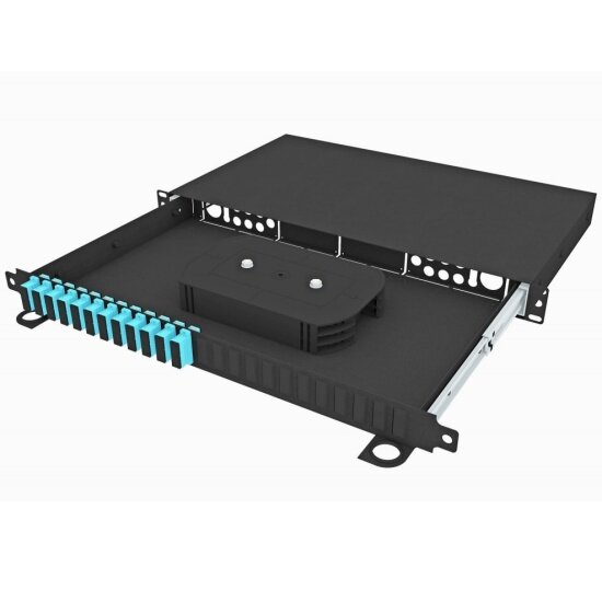 Кросс оптический Toplan стоечный выдвижной 19", 24 SC/UPC адаптеров, многомодовый ОМ3, 1U, черный, укомплектованный