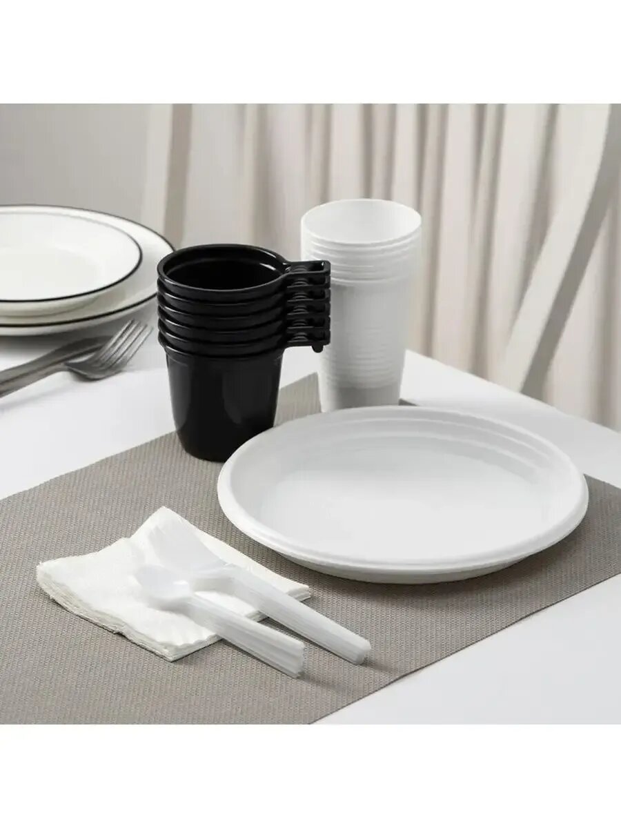 Набор одноразовой посуды "Чайный №2", 6 персон