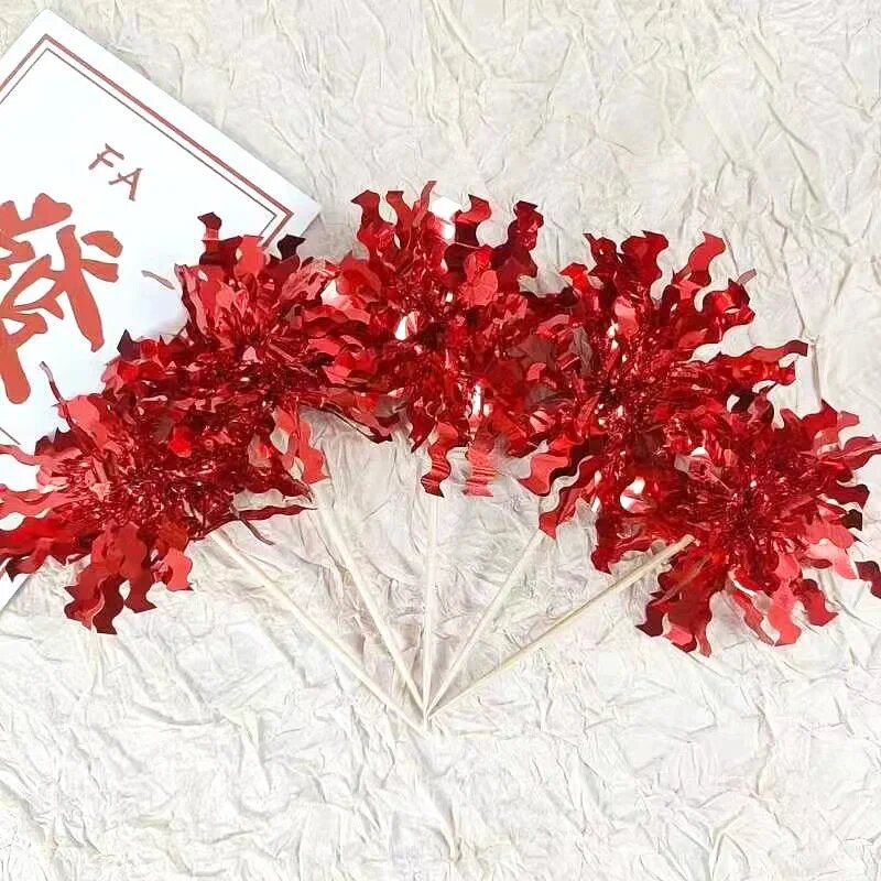 5 шт, акриловые фигурки для торта, золотые и серебряные фейерверки Красный, C