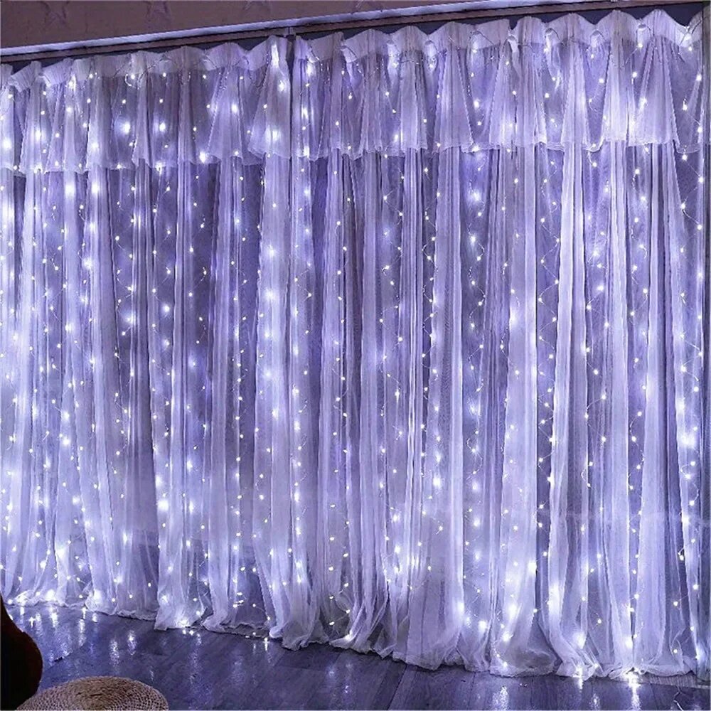 Гирлянда светодиодная на шторы, 3x1м, 100 LED, белый