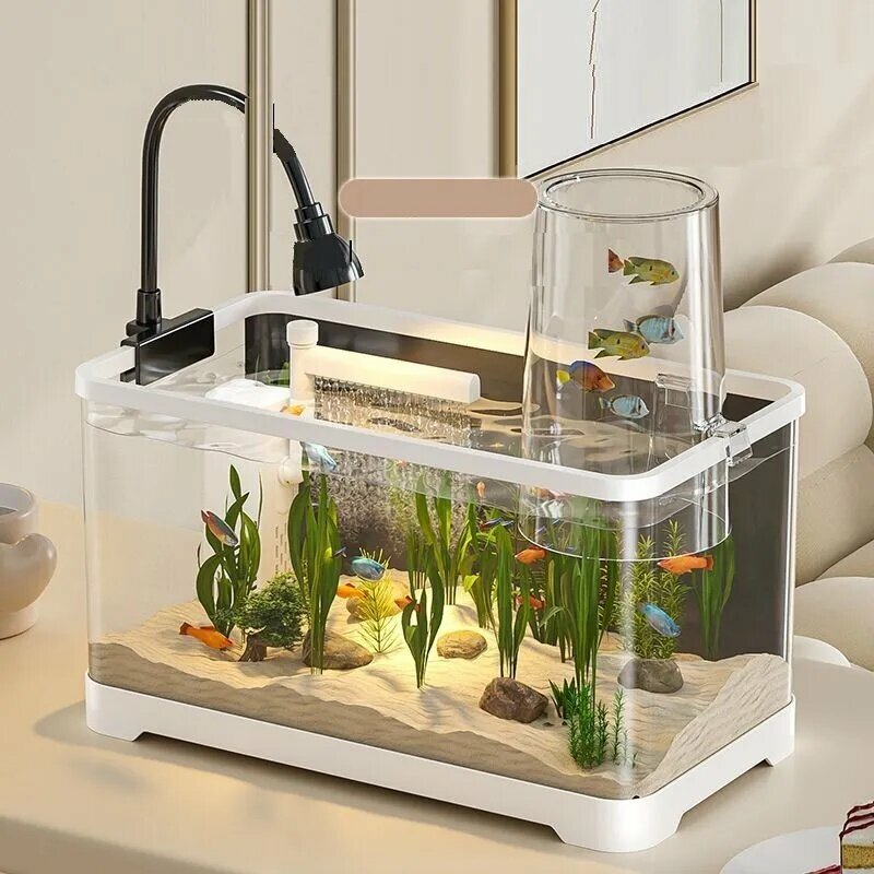 Аквариум с отрицательным давлением/ Мини аквариум с подсветкой, лампой, колонкой/Подвесной ландшафт