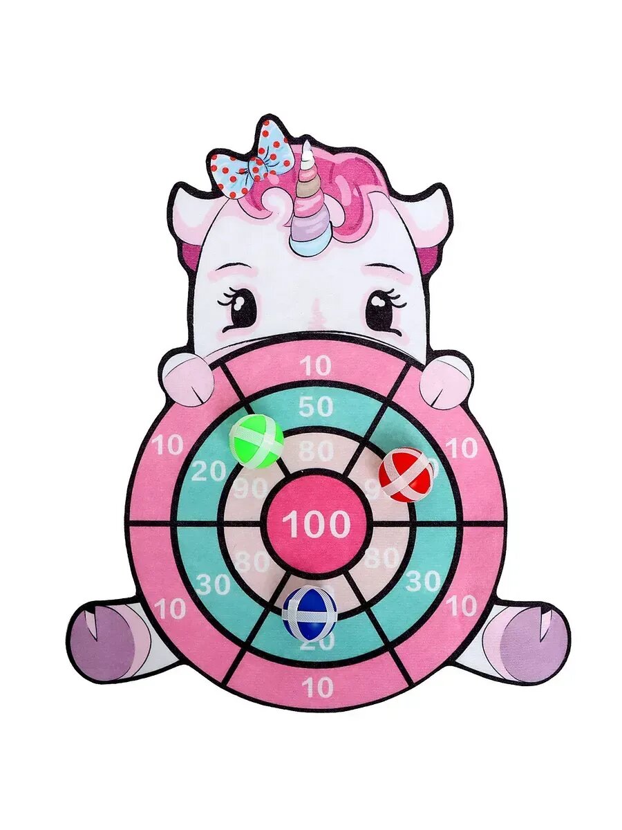 Дартс детский на липучках с шариками Единорог