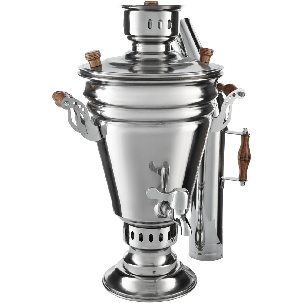 Самовар на дровах 5 литров формы «Конус», нержавеющая сталь, серебристый