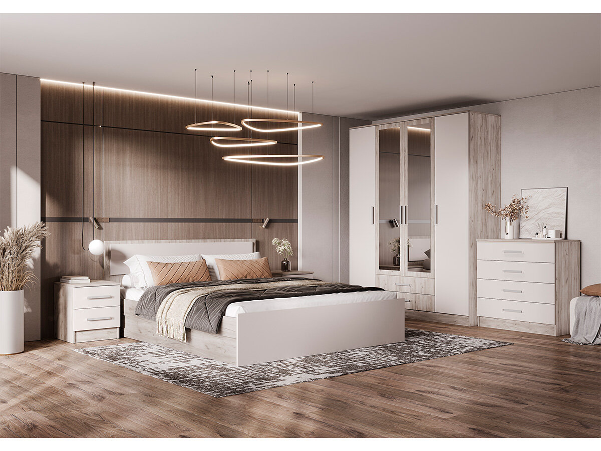 Комплект для спальни "Мартина", ЛДСП, Кашемир/Дуб Крафт Серый