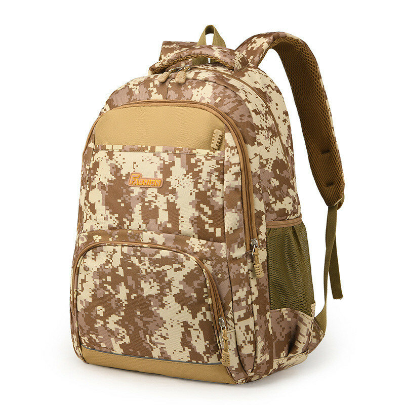 Durable oxford bookbag with contrast color stripes 55l capacity laptop sleeve for middle high school