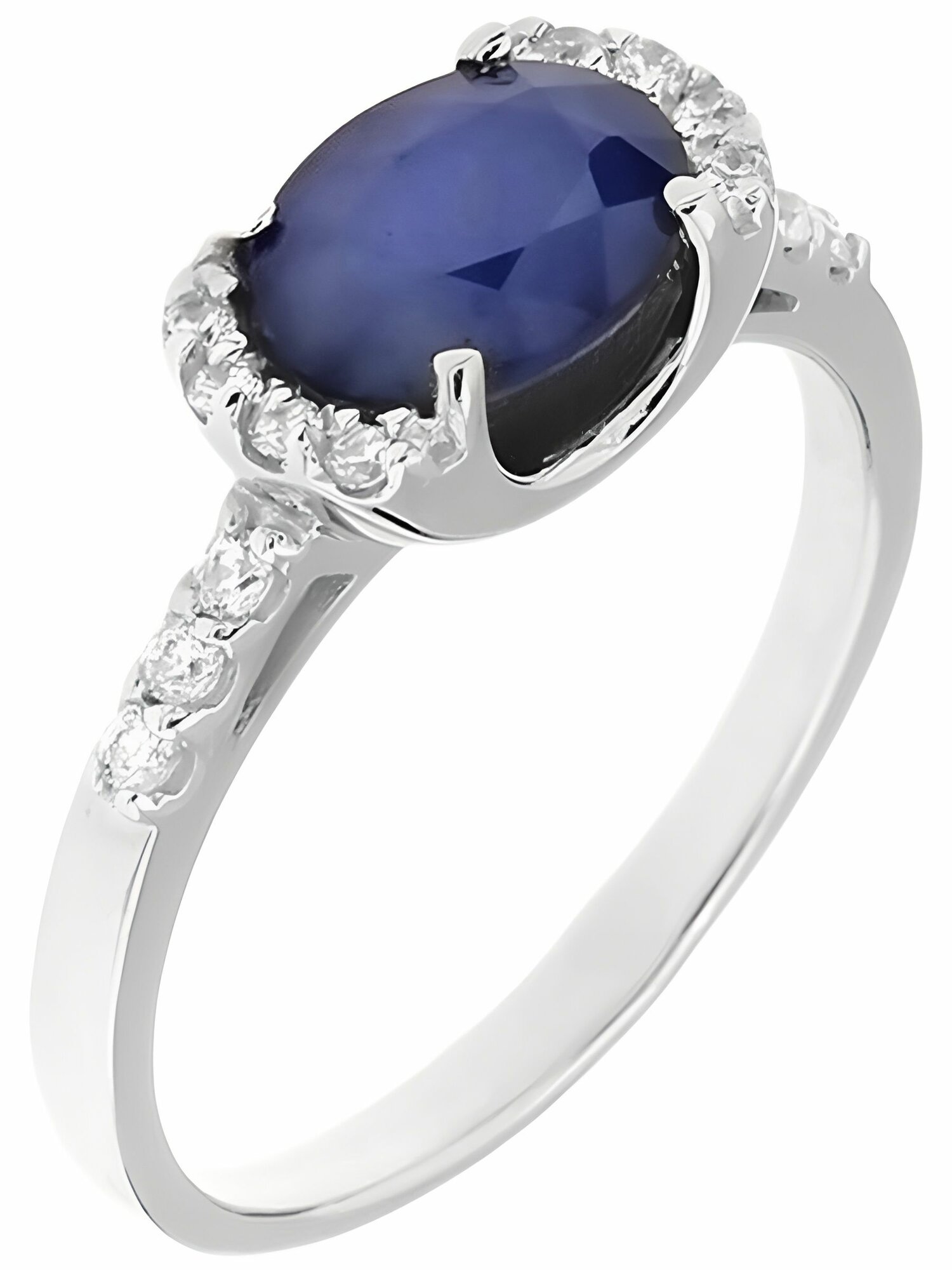 Кольцо тонкое, серебро, 925 проба, родирование, сапфир, фианит