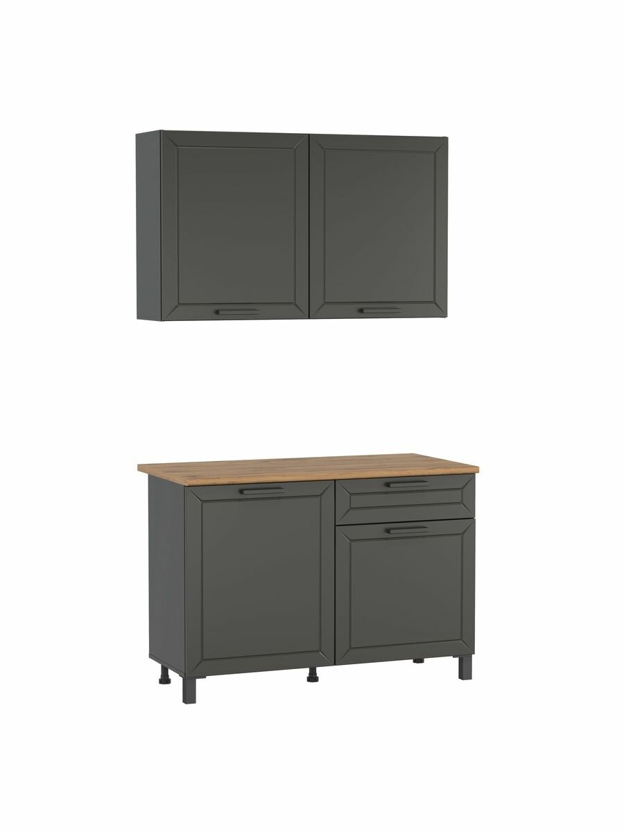 Кухонный гарнитур Мадрид 1,2м МДФ диамант серый со столешницей