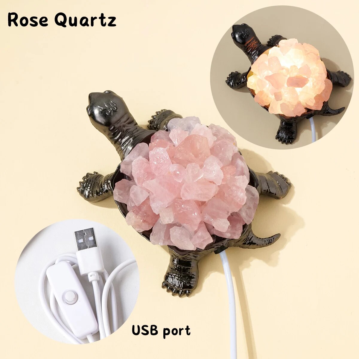 Розовый череп-лампа из розового кварца, USB