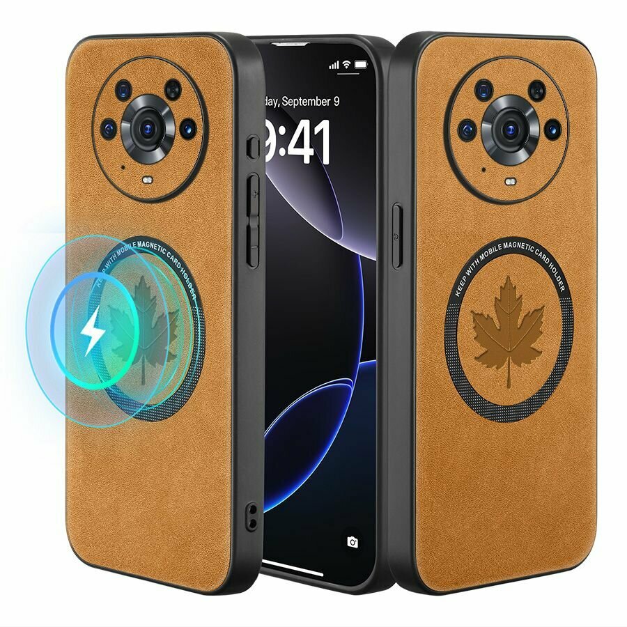 Рисунок кленового листа MagSafe чехол для Honor Magic 3 Pro(Хонор Мейджик 3 Про) Нескользящий и удобный
