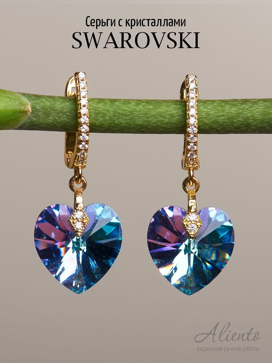 Серьги, стекло, кристалл, кристаллы Swarovski