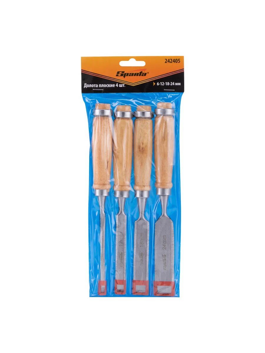 Набор долот-стамесок, 6-12-18-24 мм, плоски, SPARTA, 242405
