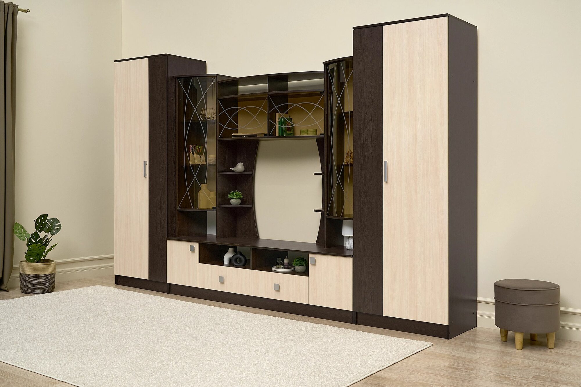 Гостиная Женева (Дуб беленый, венге)