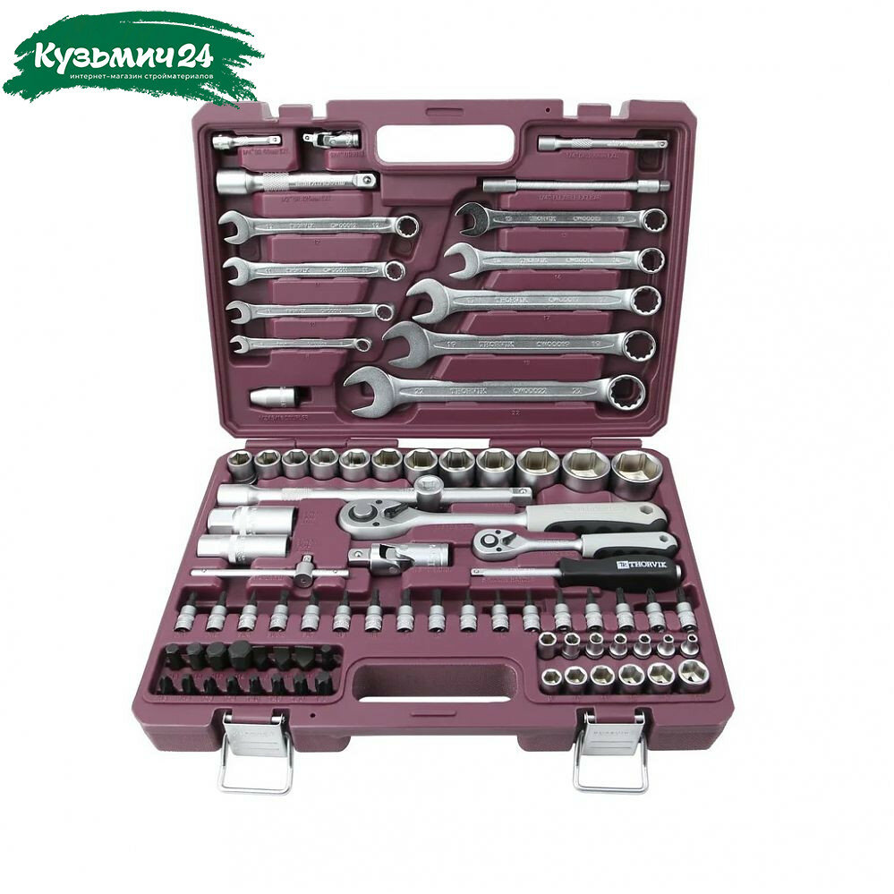 Набор инструментов Thorvik TS0082 универсальный, 82 предмета, ударопрочный кейс, 1 шт.