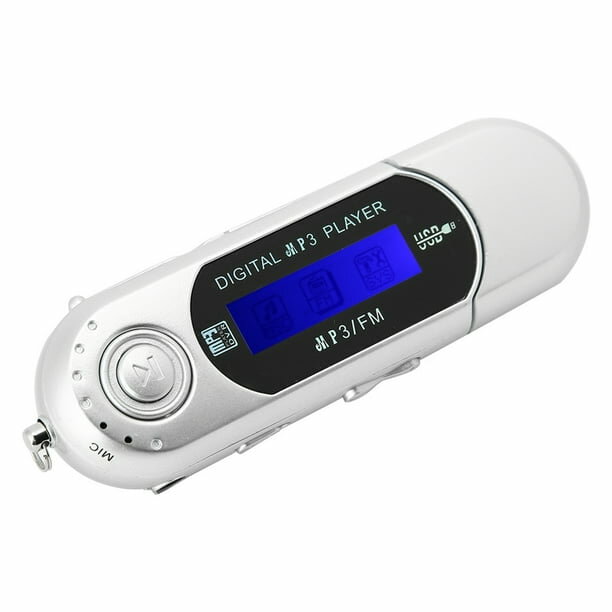 USB MP3 цифровой плеер, портативное беспроводное устройство, версия с подключением + кабель для наушников, серебристый, 1xMP3, 1xКабель для наушников