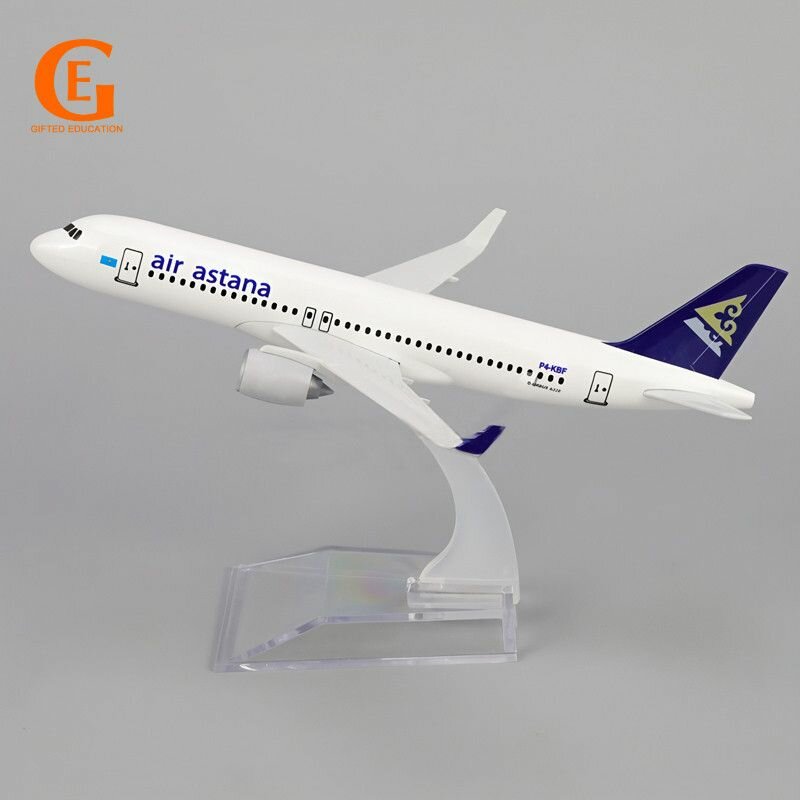 Металлическая модель самолета Air Astana Airbus 320, масштаб 1/400 с пластиковой подставкой для дисплея коллекционная авиамодель для дома и офиса, декор и подарок