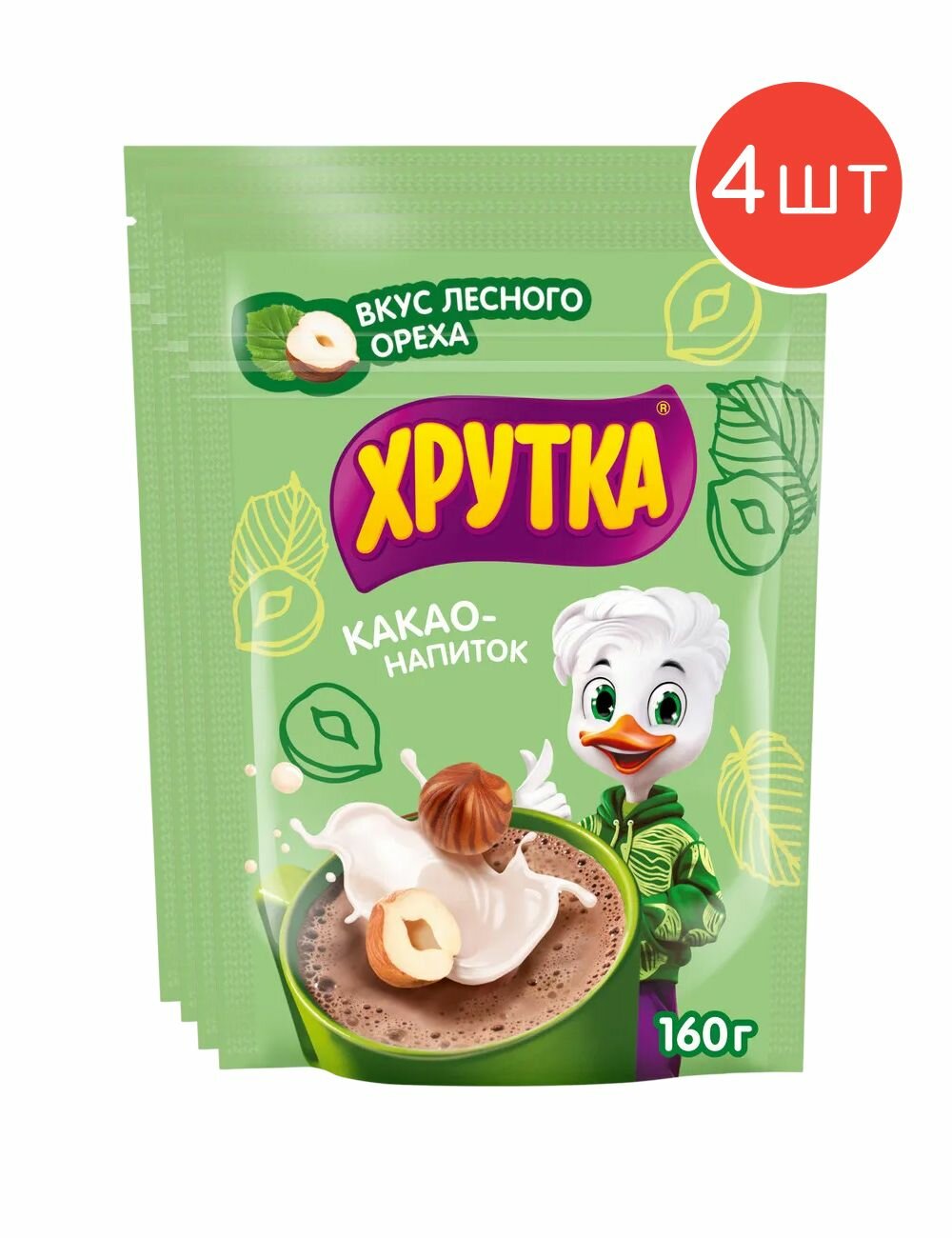 Какао-напиток Хрутка быстрорастворимый, лесной орех 160г 4шт