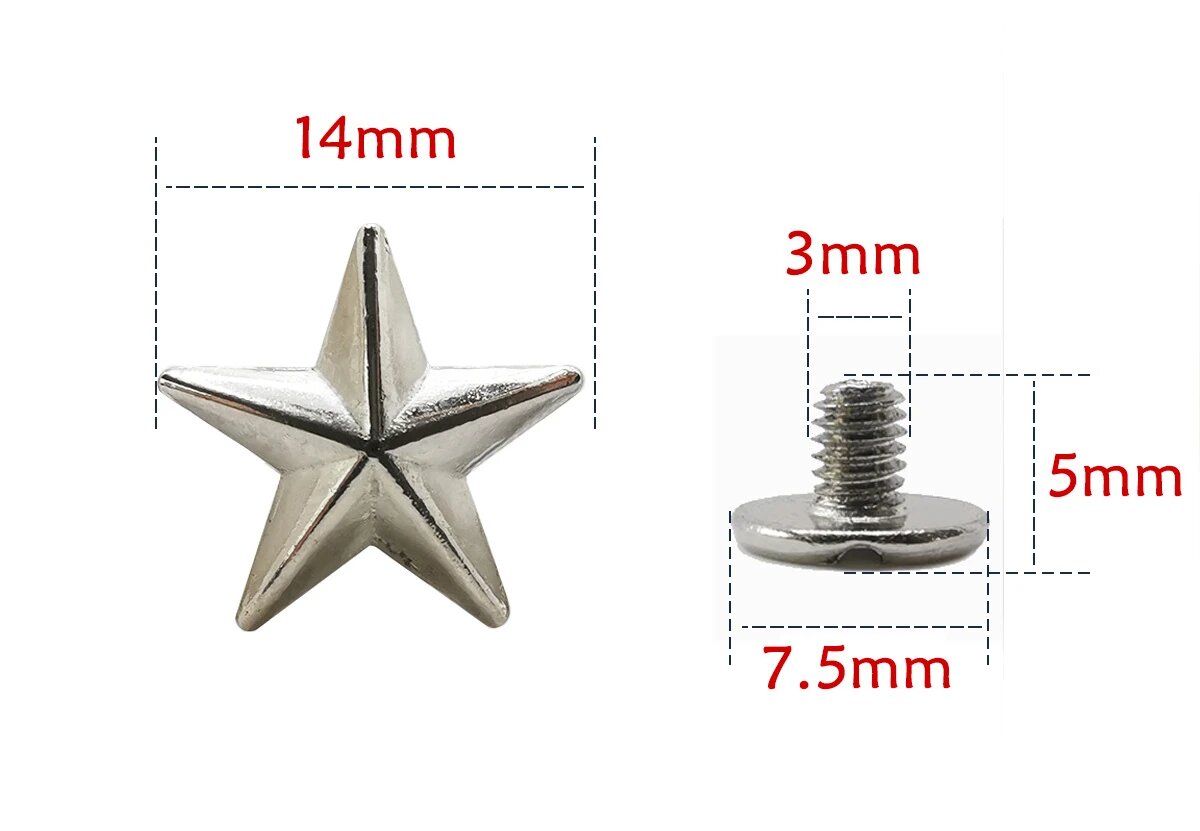 Заклепки звезды 14mm, цинковый сплав, 10шт