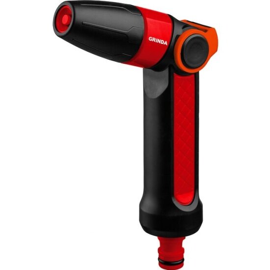 Пистолет поливочный Grinda двухкомпонентный с регулятором напора, плавная регулировка