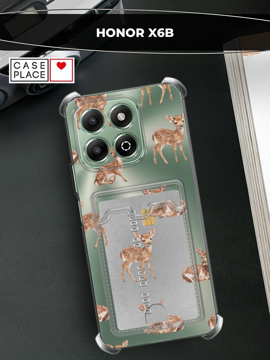 Чехол на Honor X6b (Хонор X6b) с картой и принтом Паттерн маленький олень