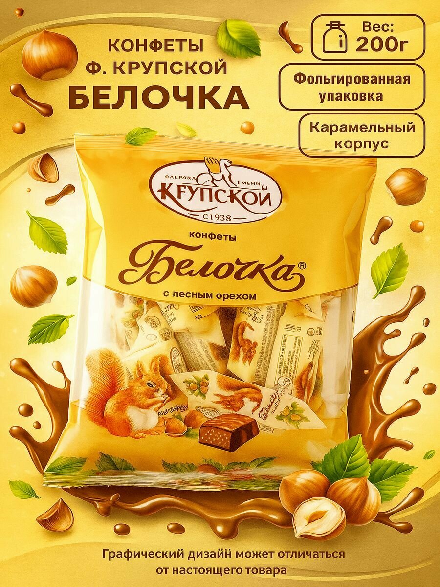 Конфеты Ф. Крупской Белочка, 200г