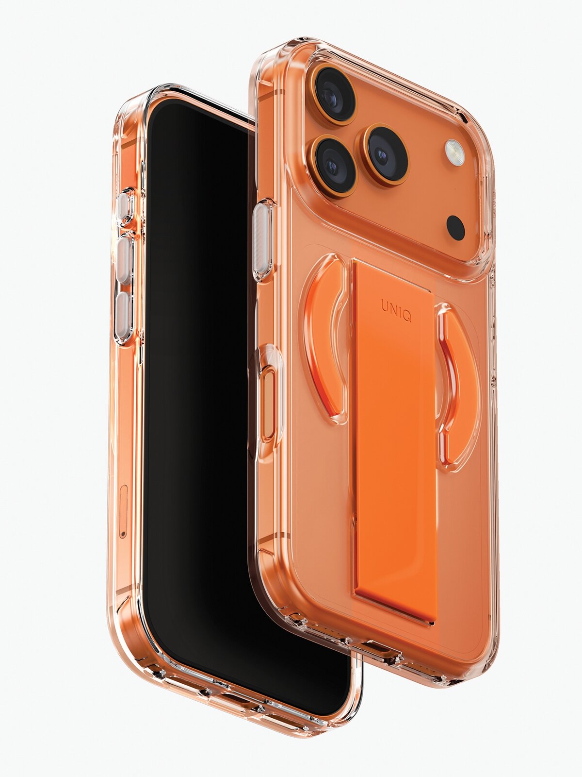 Uniq чехол MagSafe для iPhone 17 Pro, Heldro Air с силиконовым ремешком FlexGrip, оранжевый