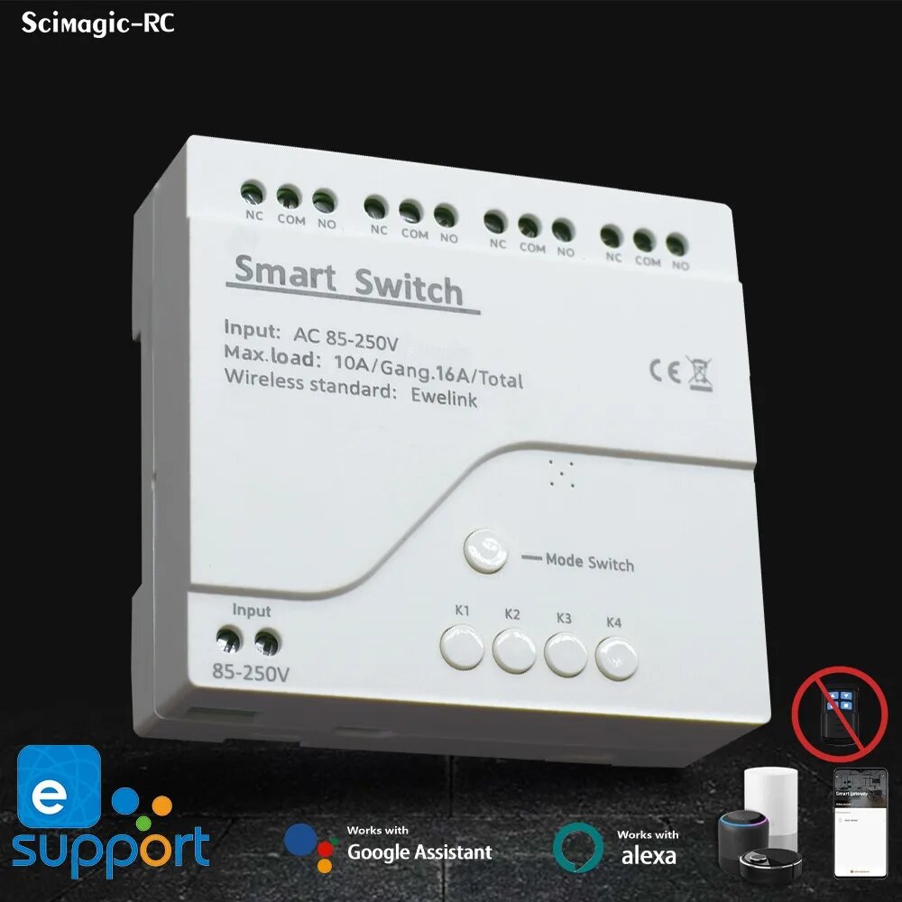 EWelink Smart Switch 4CH AC DC 7-32V — фото 1