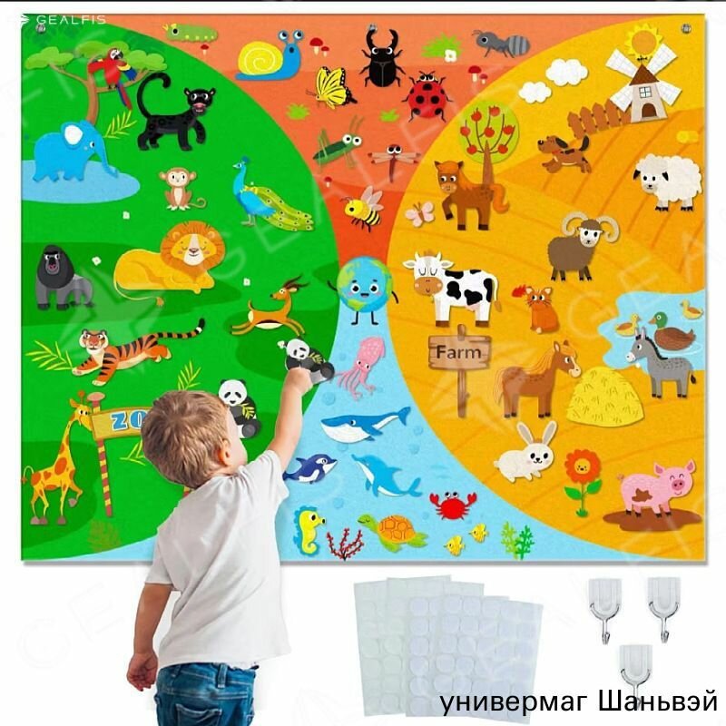 GEALFIS 104 x 75 см, раскадровка из фетра Земля, детский набор для самостоятельного создания 3D-моделей для раннего развития, набор для домашнего кинотеатра