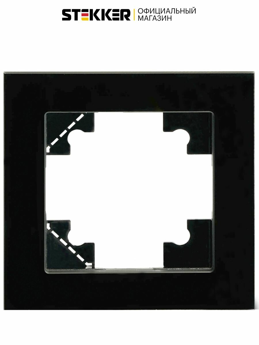Рамка 1-местная для сенсорных механизмов, подсветки, стекло, черный Stekker GFR00-7001-05S Катрин 50304
