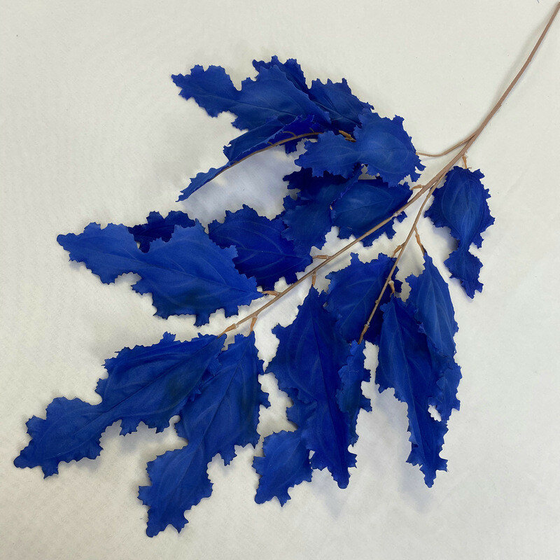 Weddin venue decor fake flower arrangement in blue theme with hanging decorations for celebration